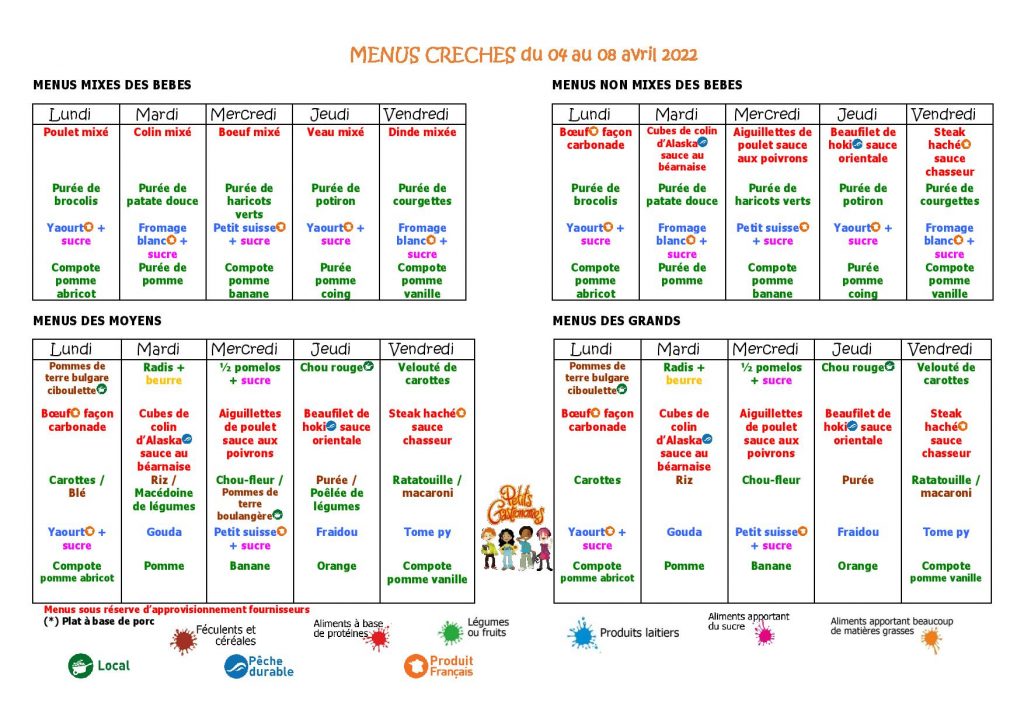 Menu crèche Mars/Avril 2022 – Isles-Lès-Villenoy